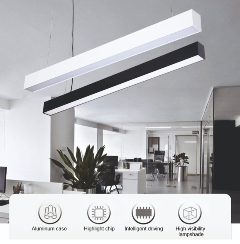 Slim Linear LED Pendant Light – Modern Black Hanging Fixture - Etsy
