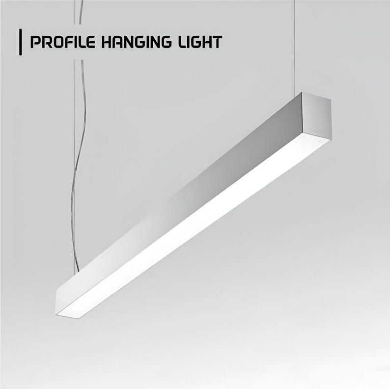 Slim Linear LED Pendant Light – Modern Black Hanging Fixture - Etsy