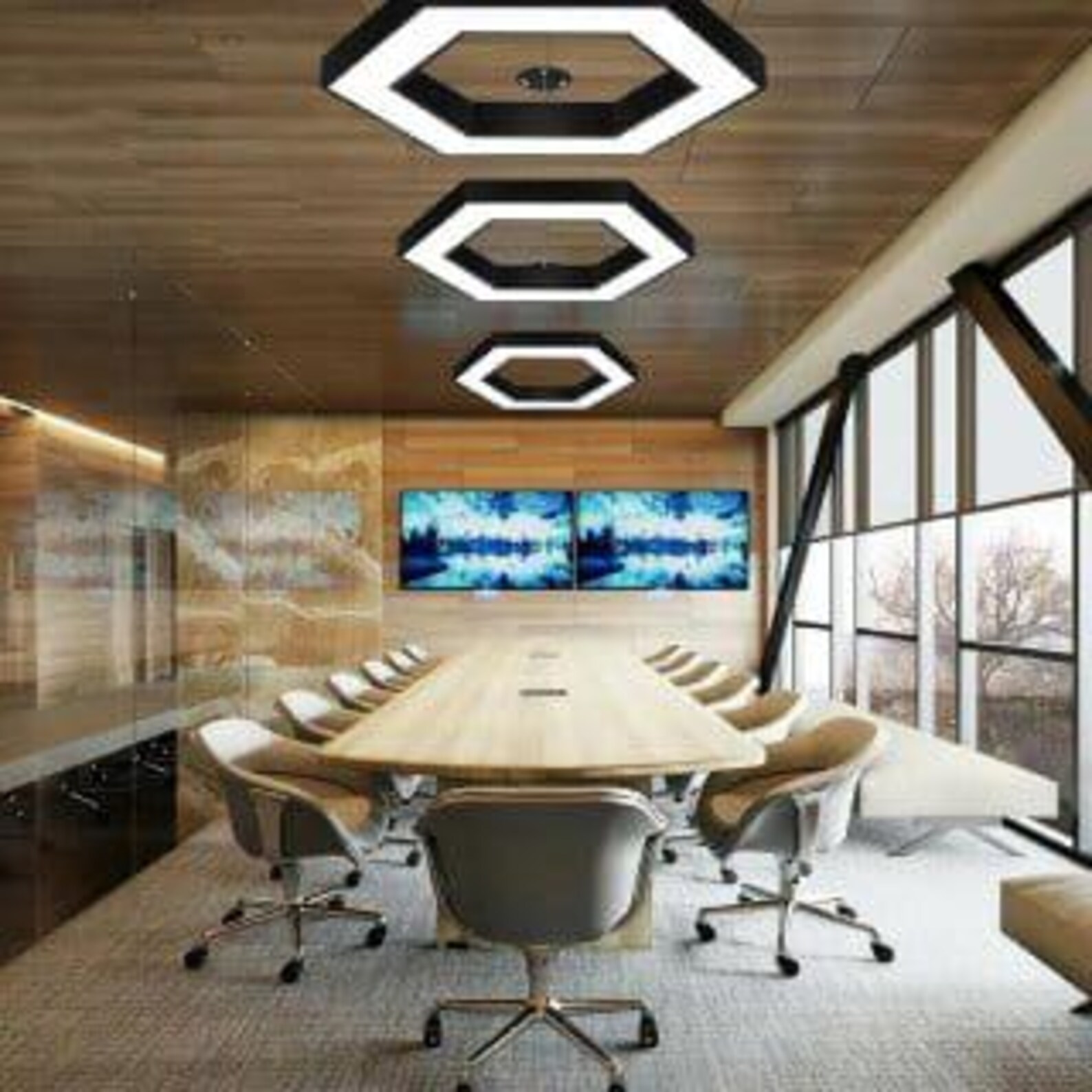 Hexagon LED Pendant Light – Modern Suspended Ceiling Fixture - Etsy