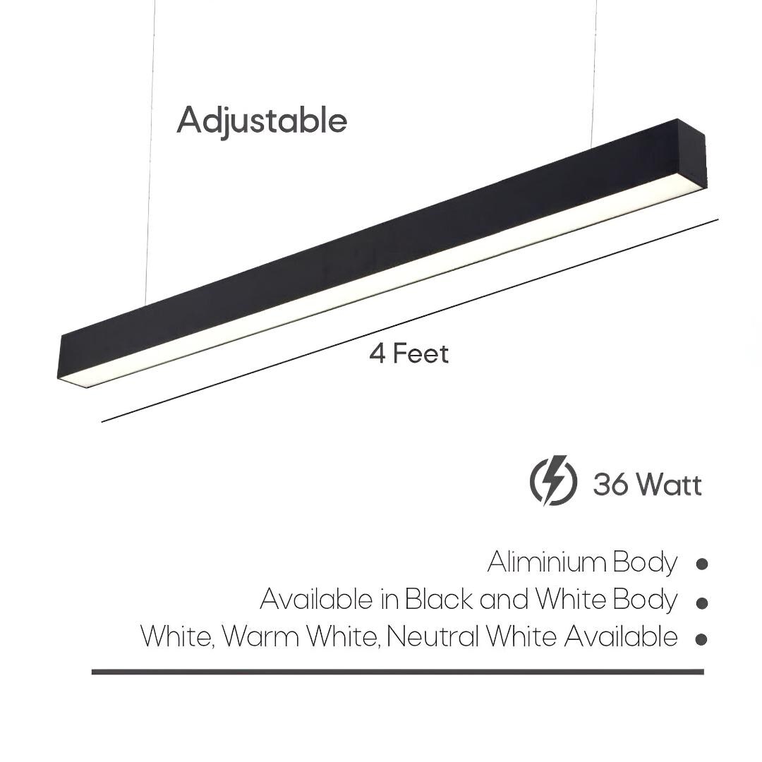 Slim Linear LED Pendant Light – Modern Black Hanging Fixture - Etsy