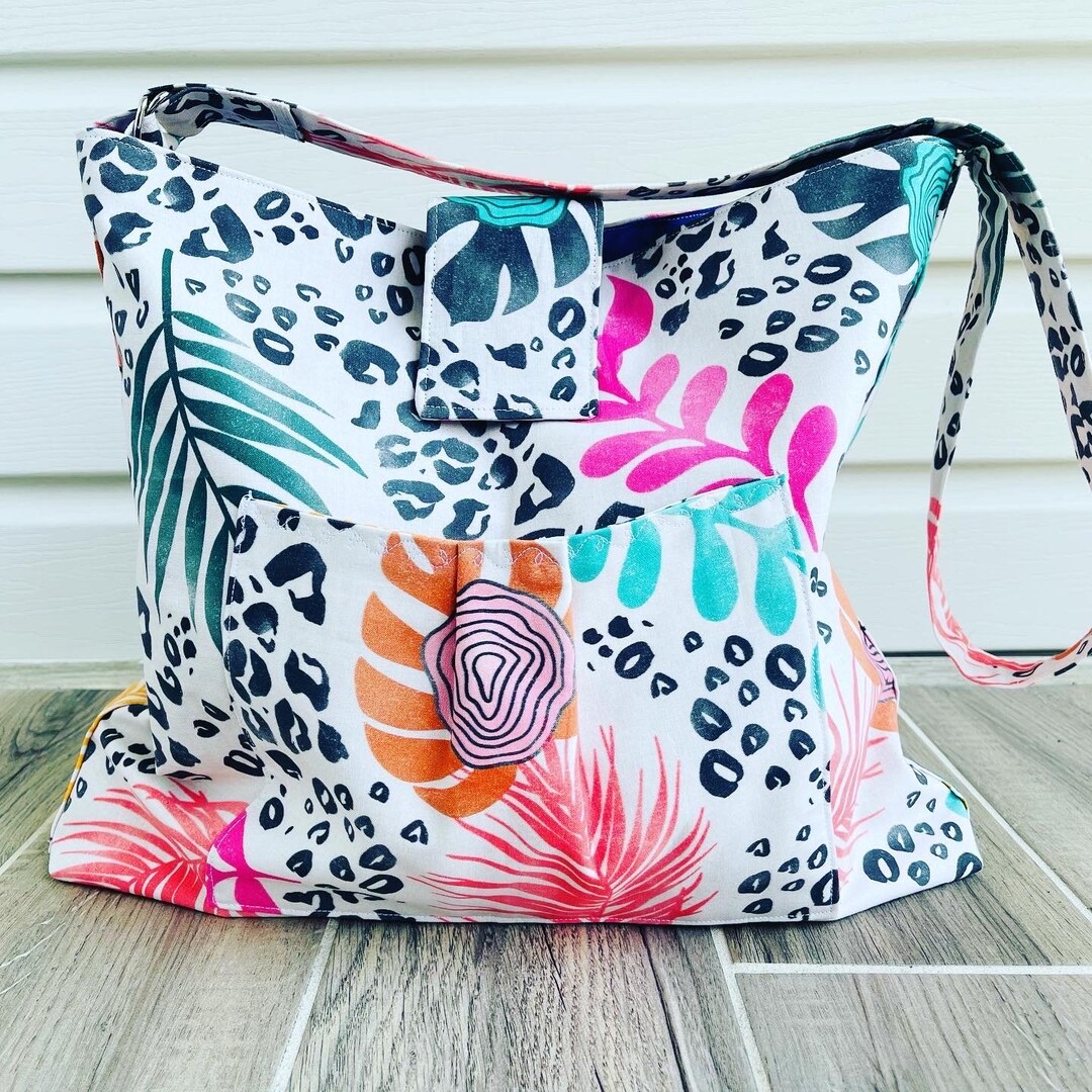 Slouchy Stylish Beachy Boho Cheetah Print and Bright Floral Bag ...