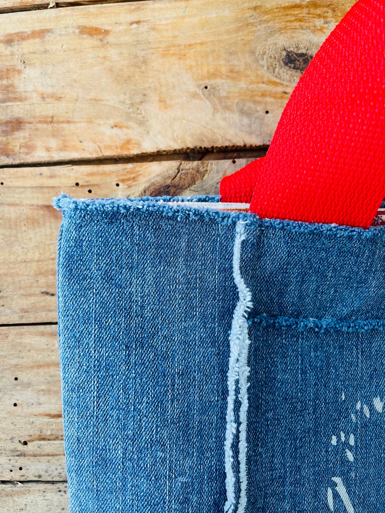 Buddha Stenciled Denim Tote. Deconstructed Style. Partially Upcycled ...