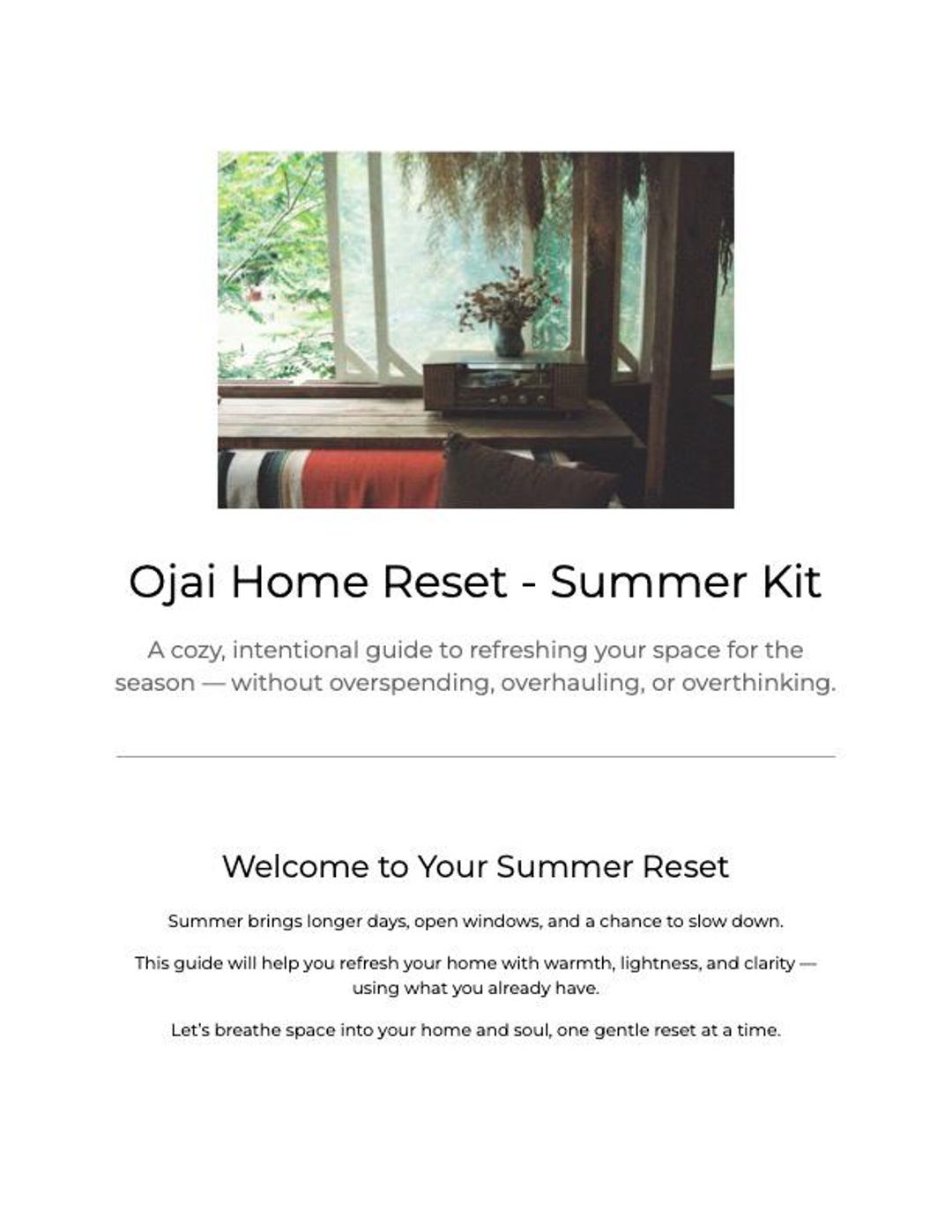 Summer Home Reset Kit | Printable Declutter & Styling Guide | Seasonal ...