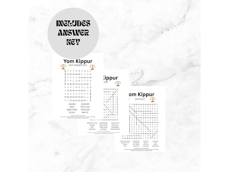 Yom Kippur Word Search Puzzle: Jewish Holiday Printable Activity (PDF ...
