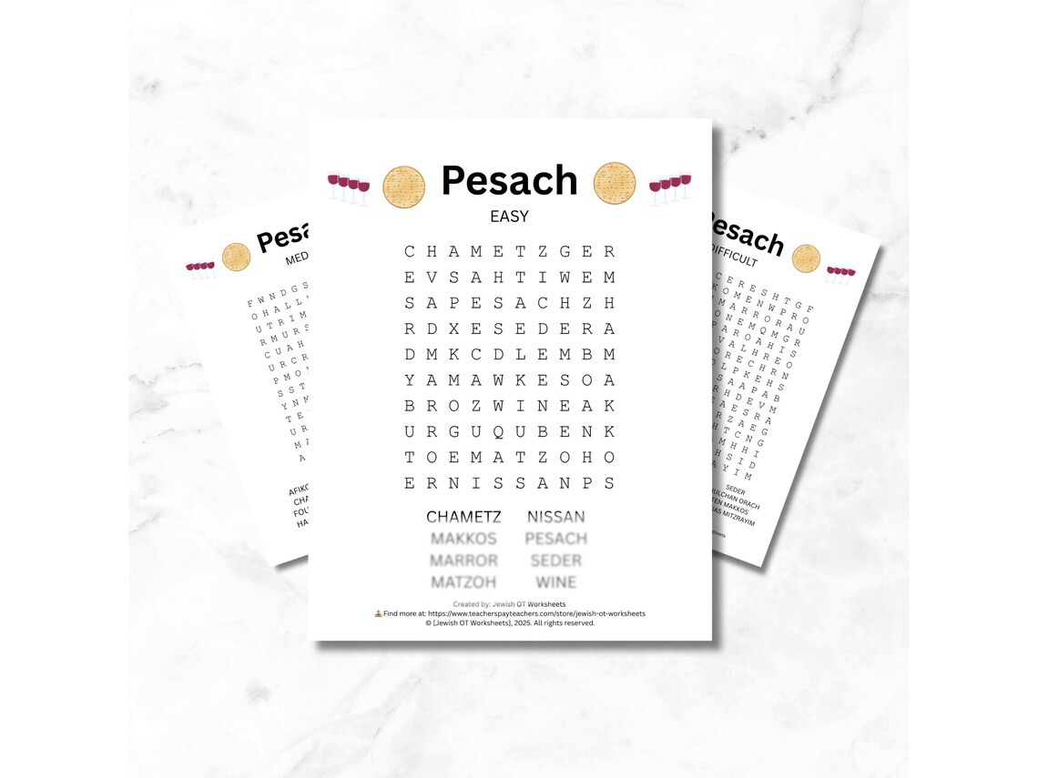 Pesach Word Search Printables | Passover Worksheets for Kids | Jewish ...