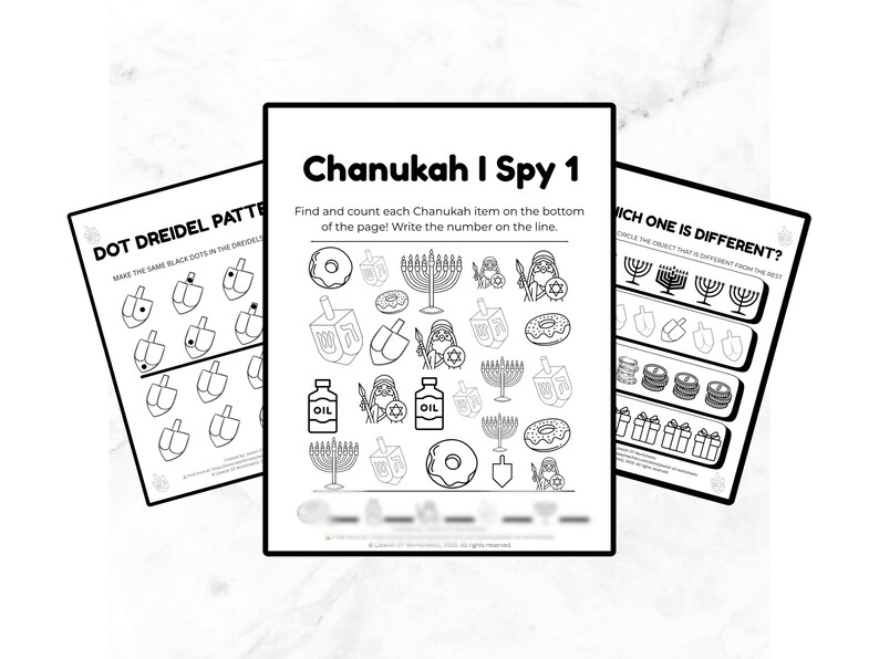 Chanukah Hanukkah Visual Perception Worksheets | OT Holiday Activities ...