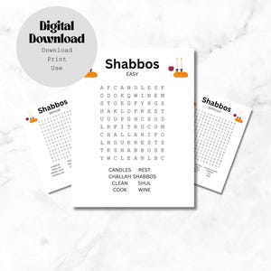 Shabbat Word Search Printable for Kids: Jewish Educational Activity ...