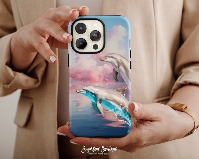 Dolphin iPhone Case: Sunset Ocean Design - Slim Protective Cover - Etsy