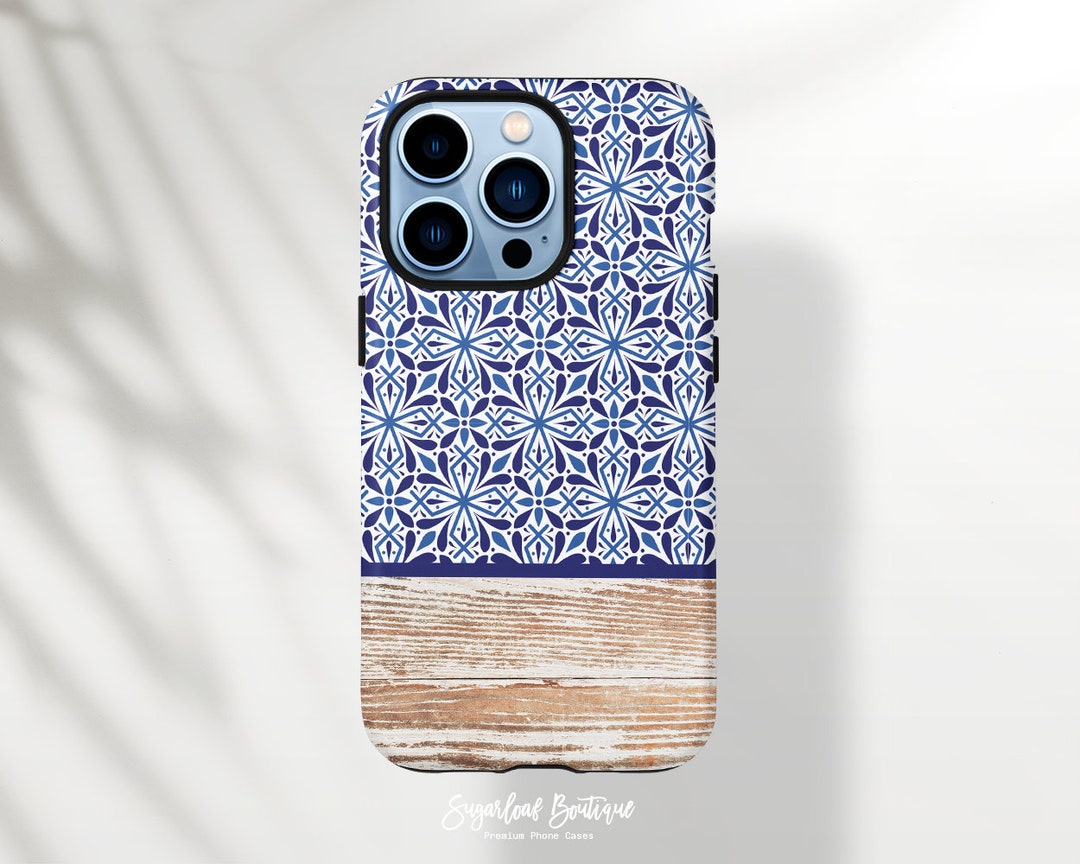 Portuguese Tile Phone Case Printed Barn Wood iPhone Case Indigo Blue ...