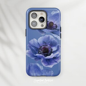 Elegant Blue Poppy Phone Case, Artistic Floral Pattern, Mystical Fairy ...