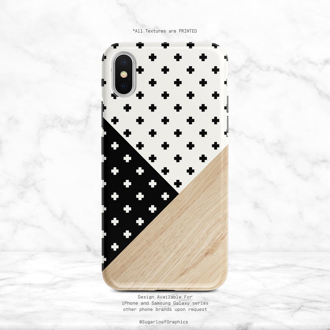 Minimalist Scandinavian Phone Case - Black White Wood Grain Design - Etsy