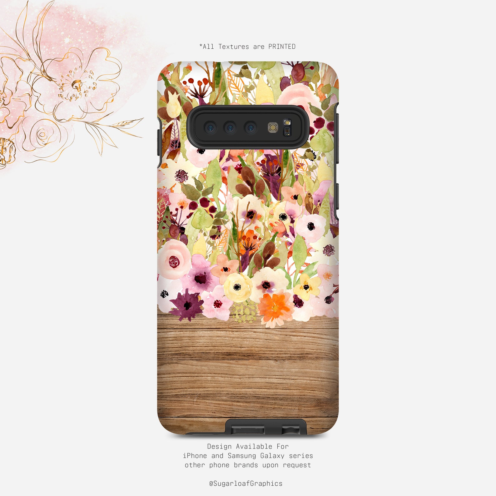 Boho Chic Phone Case Watercolor Flower Pattern Iphone Case | Etsy