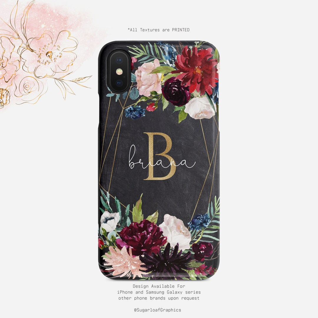 Personalized Initial Phone Case Chalkboard Gold Foil iPhone Case ...