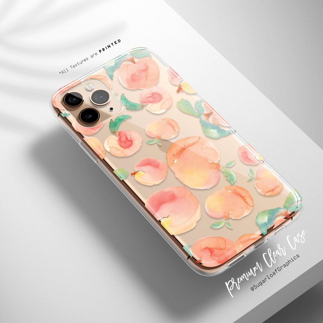 Watercolor Peach Pattern Clear Rubber Phone Case iPhone 13 Case iPhone ...