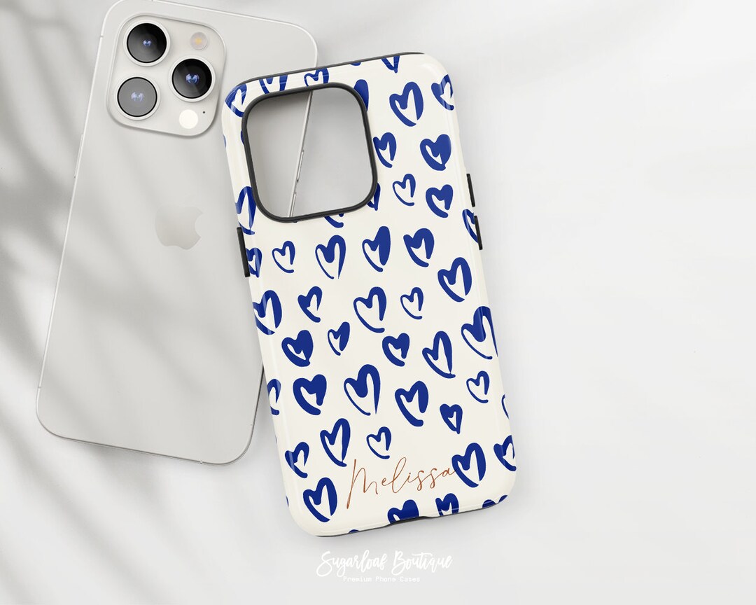 Personalized Navy Blue Heart Pattern Valentine Forever Urban Chic ...