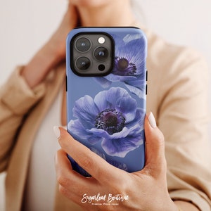 Elegant Blue Poppy Phone Case, Artistic Floral Pattern, Mystical Fairy ...