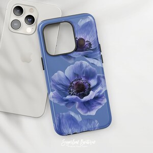 Elegant Blue Poppy Phone Case, Artistic Floral Pattern, Mystical Fairy ...