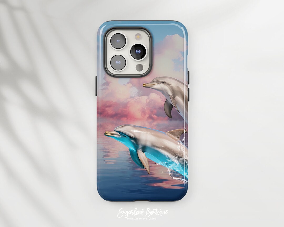 Dolphin iPhone Case: Sunset Ocean Design - Slim Protective Cover - Etsy