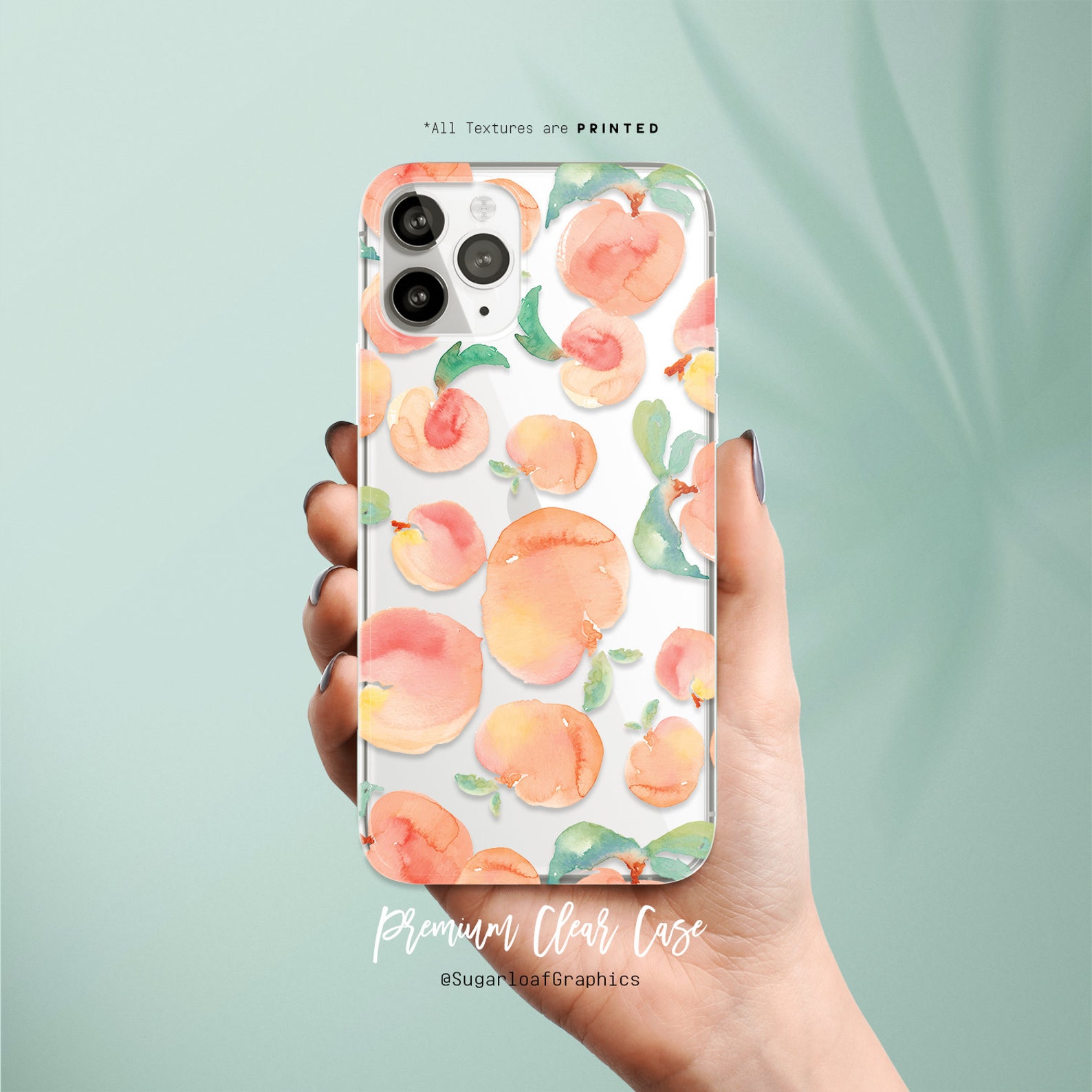 Watercolor Peach Pattern Clear Rubber Phone Case iPhone 13 Case iPhone ...