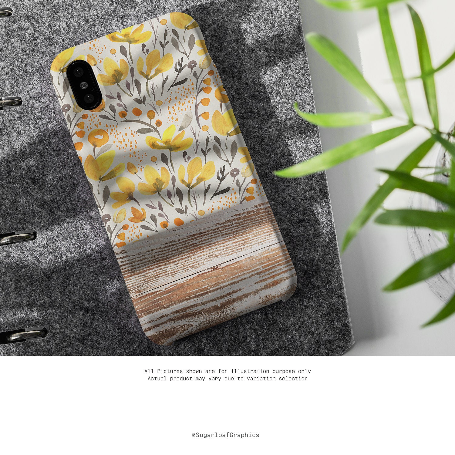 Yellow Floral Pattern Phone Case Wood Grain iPhone Case | Etsy