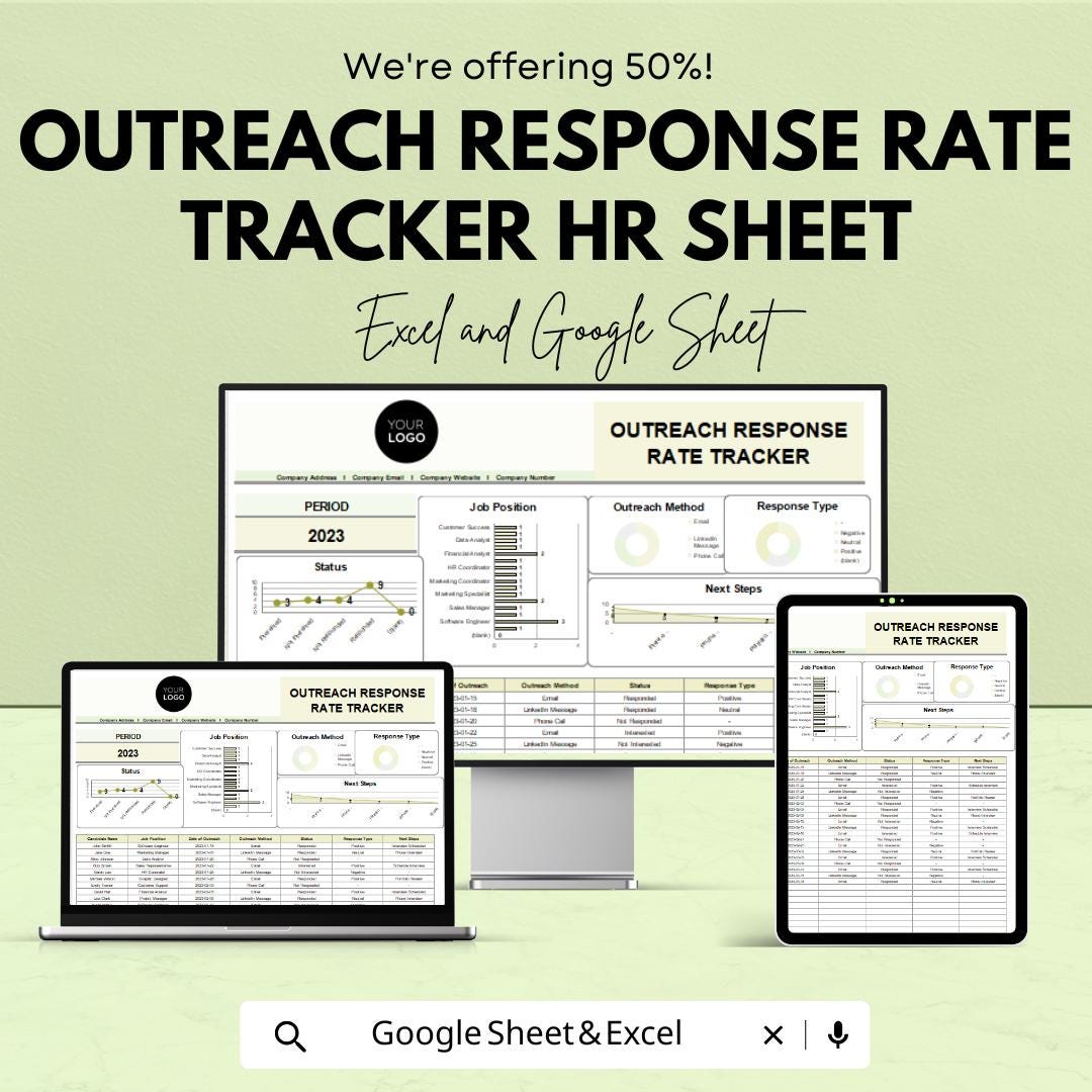 Outreach Response Rate Tracker HR Sheet | Excel and Google Sheets ...