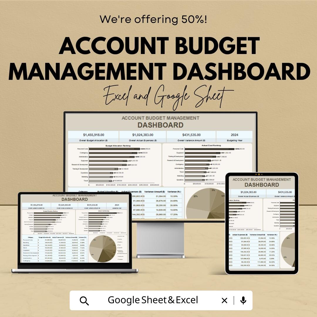 Account Budget Management Dashboard Template - Track Expenses & Income ...