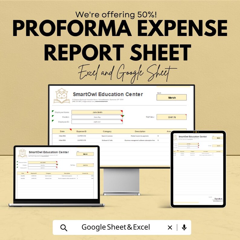 Proforma Expense Report Sheet | Excel and Google Sheets | Track ...