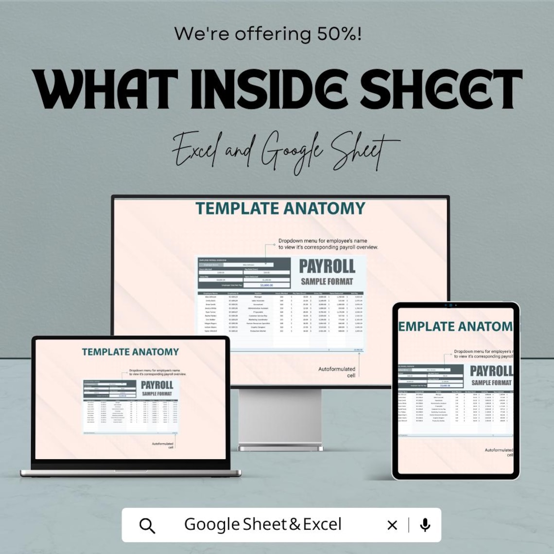 Payroll Sample Format Sheet – Excel & Google Sheet Template | Employee ...