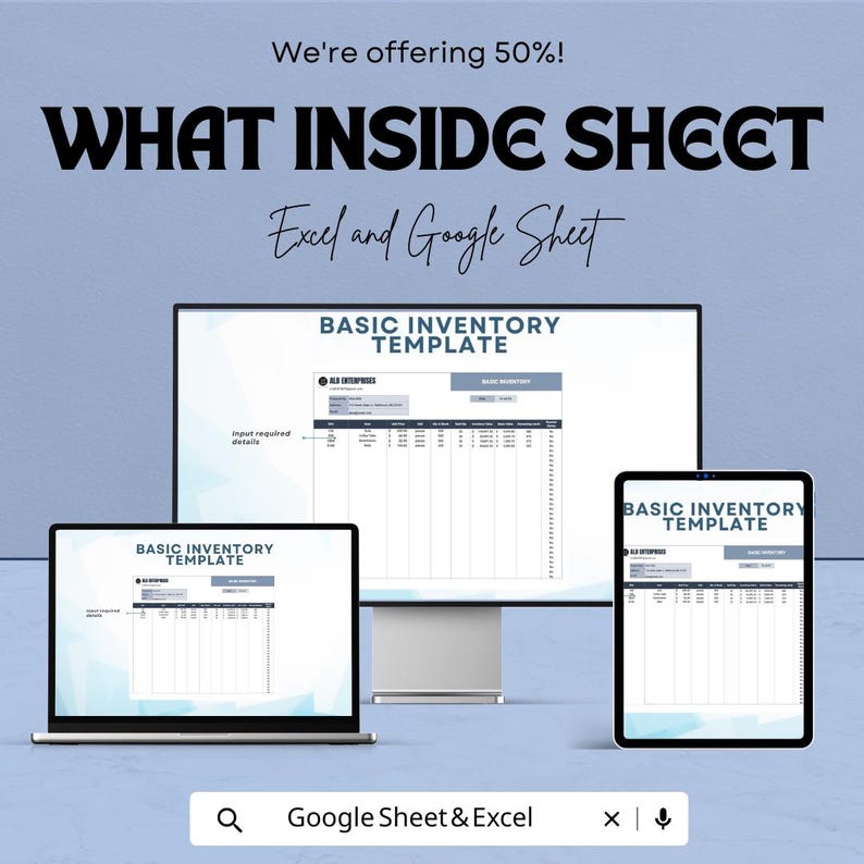 Basic Inventory Sheet Template | Excel & Google Sheets | Inventory ...