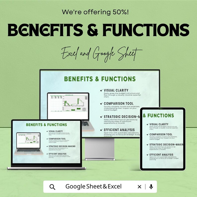 Budget Waterfall Chart Template | Excel & Google Sheets Budget Tracker ...
