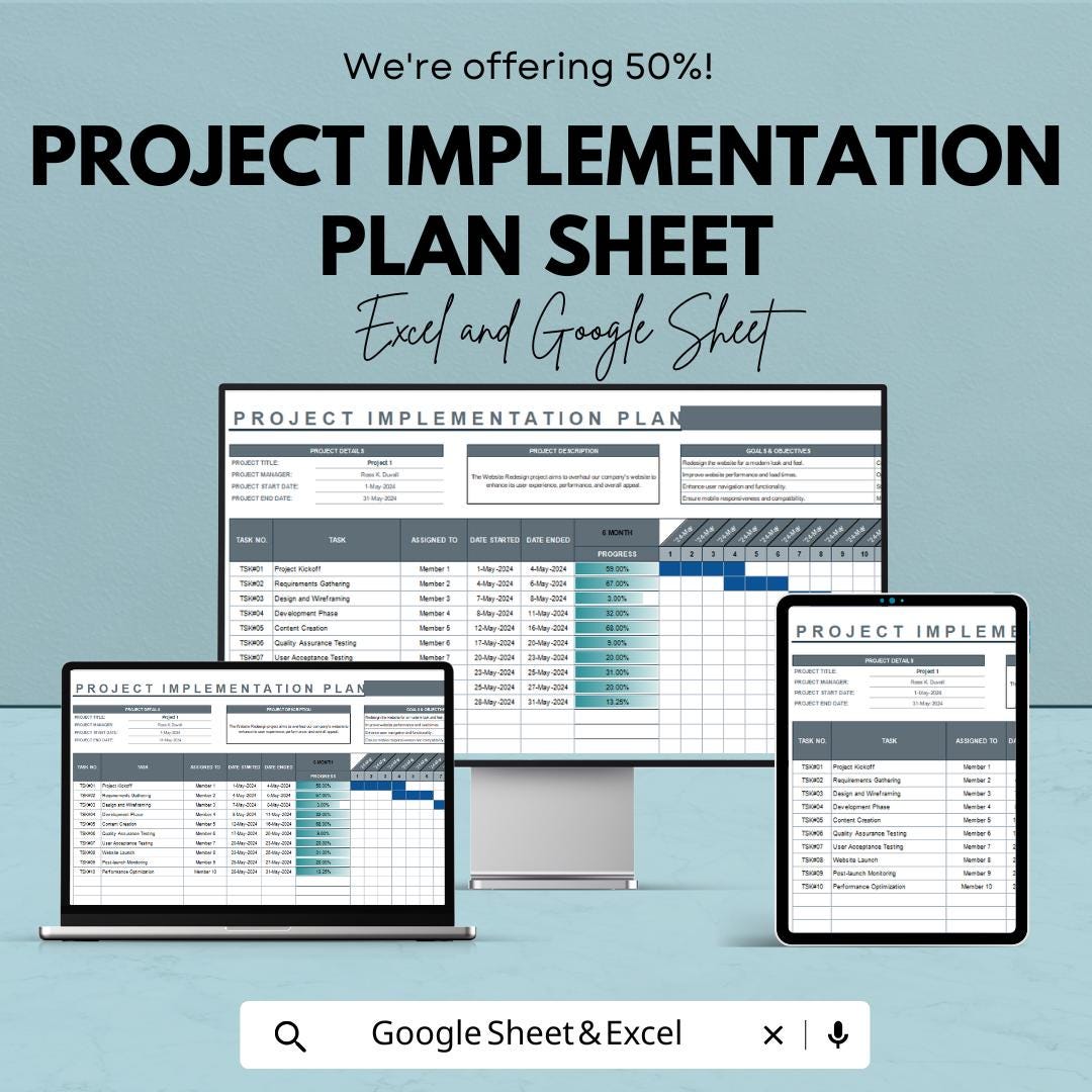Project Implementation Plan Sheet – Editable Excel and Google Sheets ...