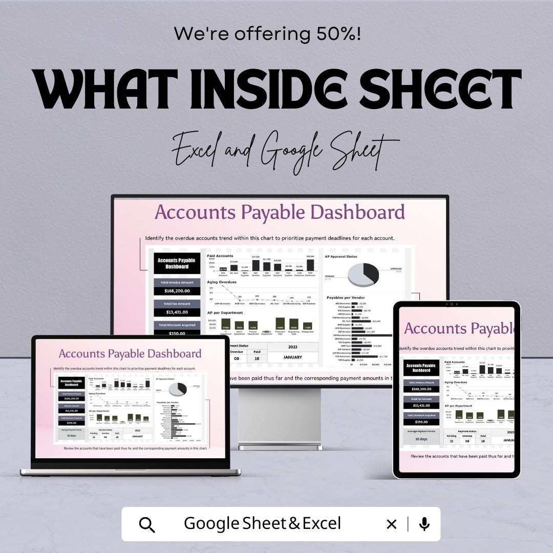 Accounts Payable Dashboard Template | Excel and Google Sheets ...