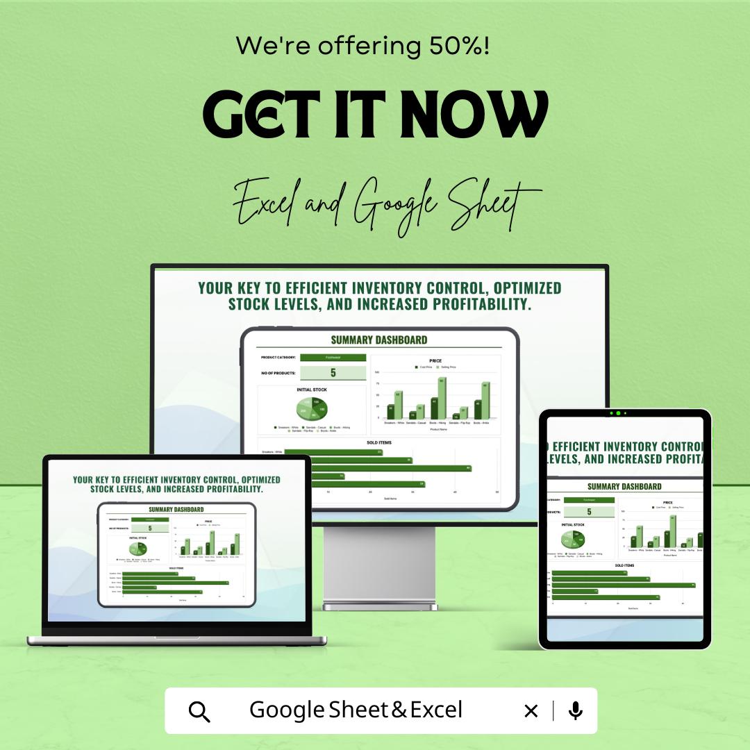 Retail Store Inventory Sheet - Excel & Google Sheets Template - Track ...