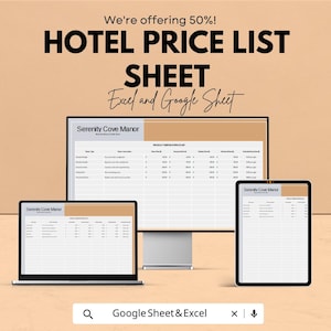 Hotel Price List Sheet | Excel and Google Sheets Template | Room Rate ...