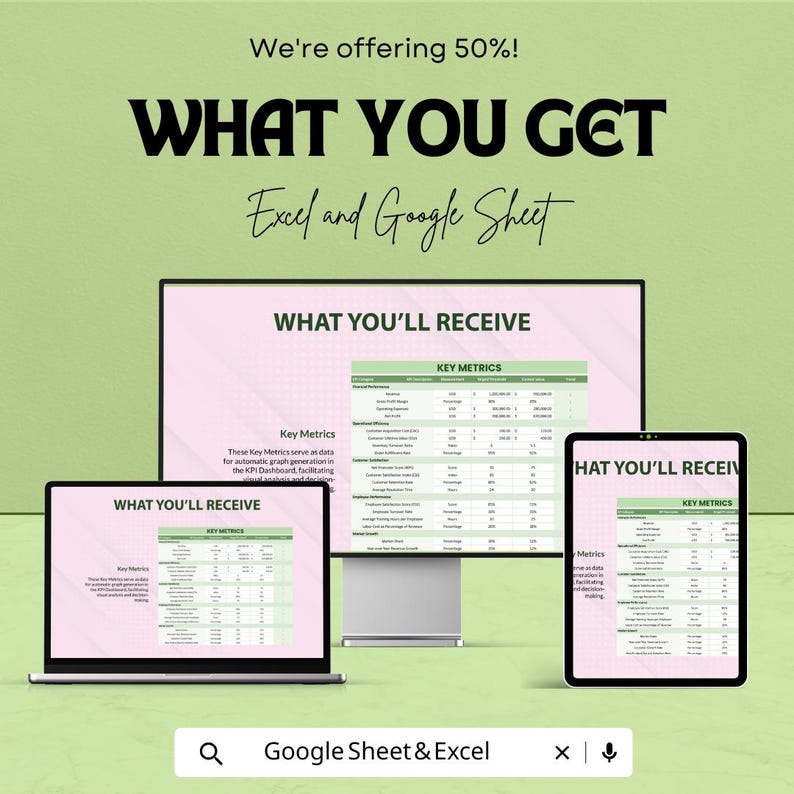 KPI Dashboard Infographics Template | Google Sheets | Key Metrics ...