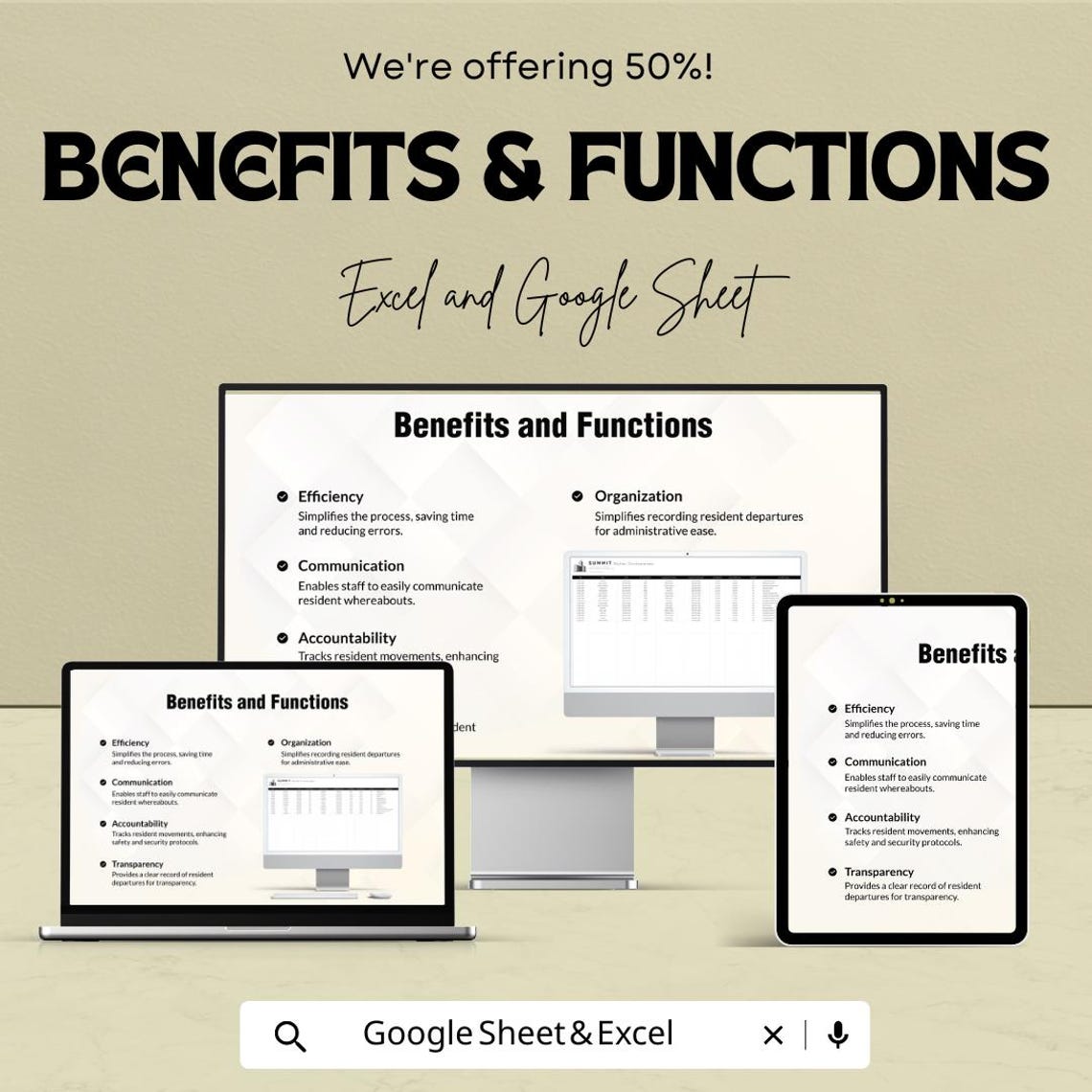 50% off - Resident Sign Out Sheet for Excel & Google Sheets | Departure ...