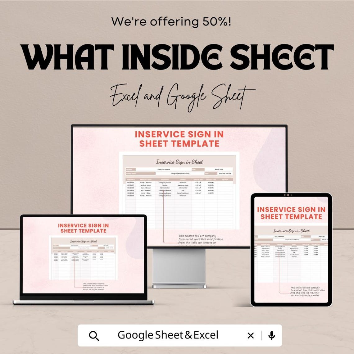Inservice Sign in Sheet | Editable Excel and Google Sheet Template ...