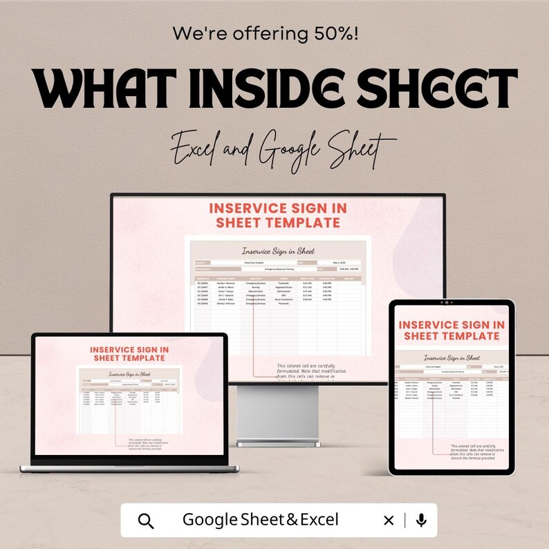 Inservice Sign in Sheet | Editable Excel and Google Sheet Template ...