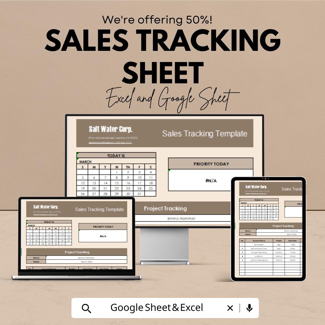 Sales Tracking Sheet for Excel & Google Sheets | Sales Performance ...