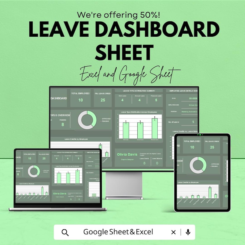 Leave Dashboard | Employee Leave Tracker | Excel & Google Sheets ...