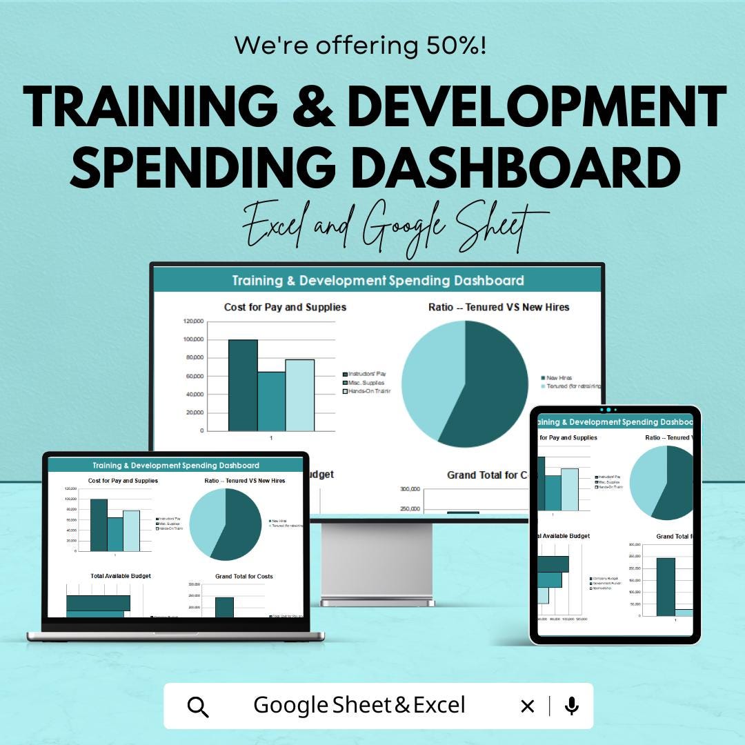 Training & Development Spending Dashboard Sheet | Google Sheets | Track ...