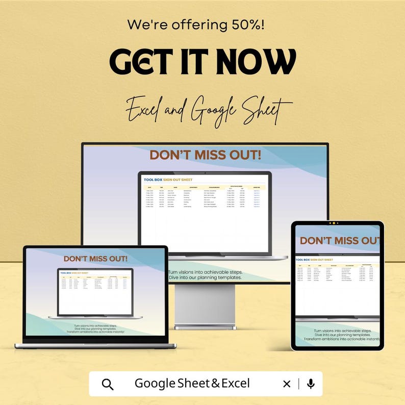 Tool Box Sign Out Sheet – Google Sheets Template – Track Equipment ...