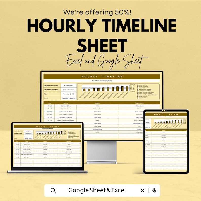Hourly Timeline Sheet | Daily Schedule Template | Hourly Planner for ...