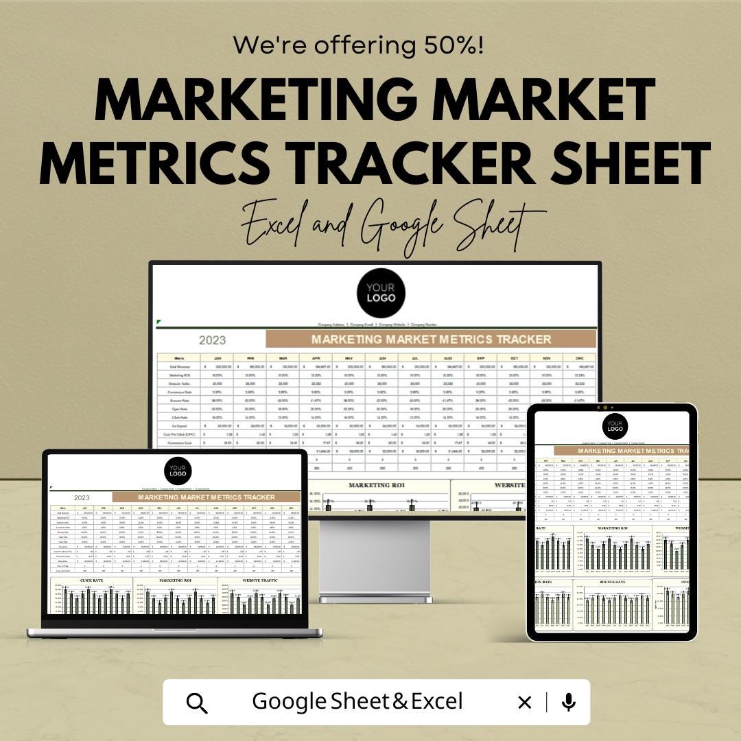 Marketing Market Metrics Tracker Sheet -google Sheet - Marketing ROI ...