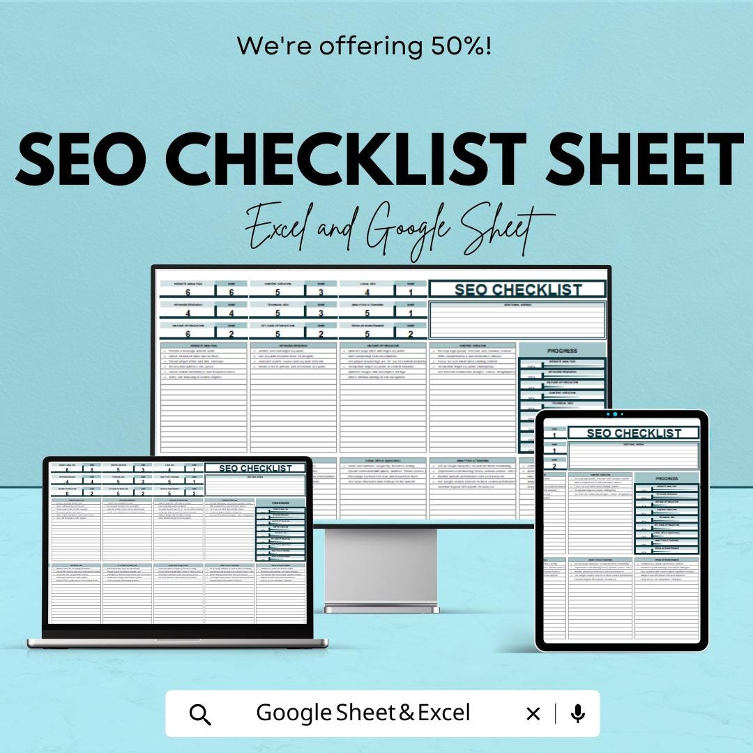Checklist Template - Google Sheet - Website SEO Planner - SEO Strategy ...