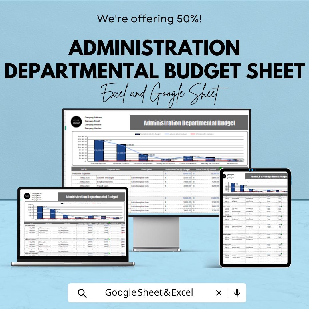 Administration Departmental Budget Sheet – Excel and Google Sheet ...