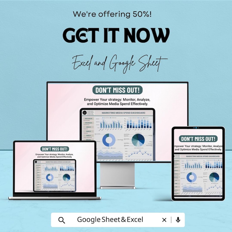 Marketing Media Spend Dashboard | Excel & Google Sheets | Marketing ...