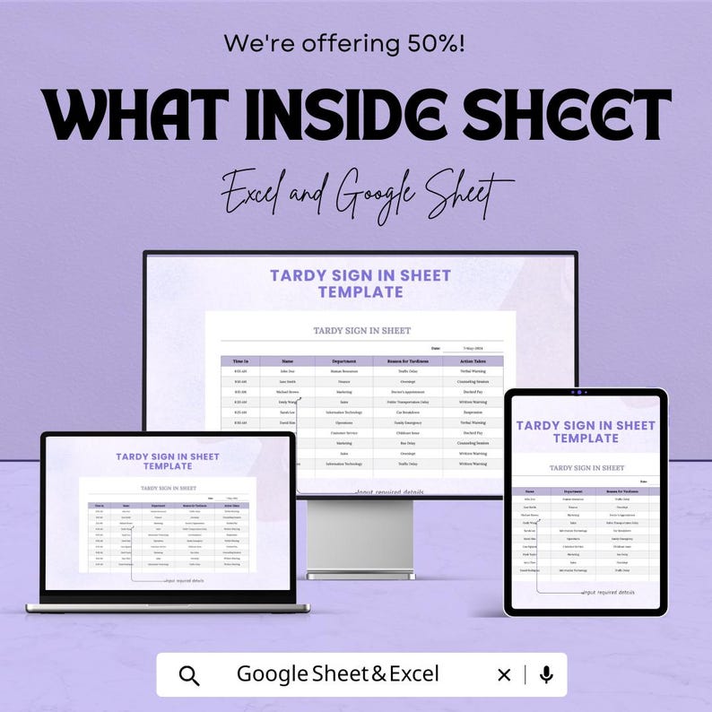 Tardy Sign in Sheet – Excel & Google Sheet Template for Tracking ...