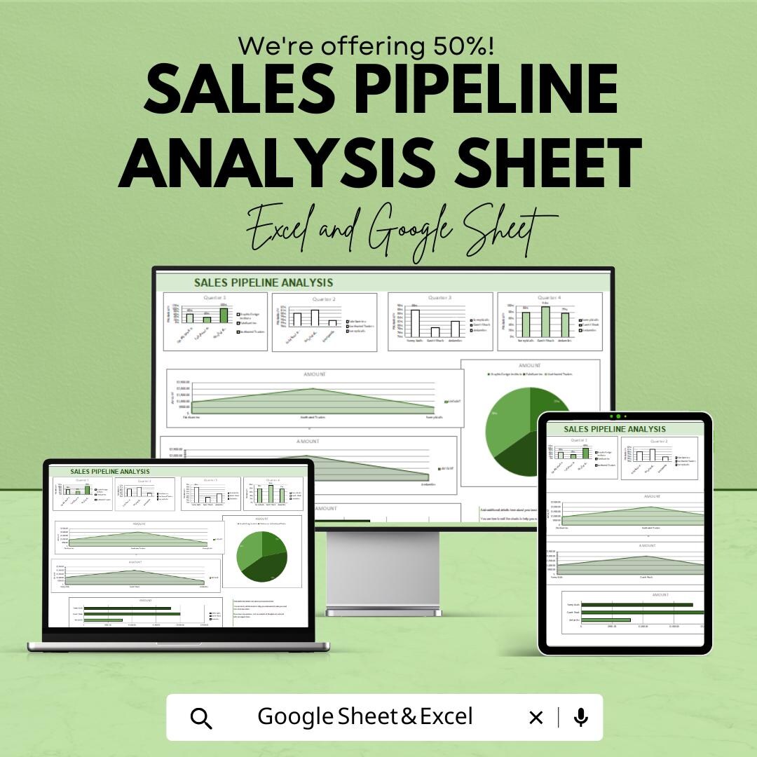 Sales Pipeline Analysis Sheet | Excel & Google Sheet | Sales Tracker ...