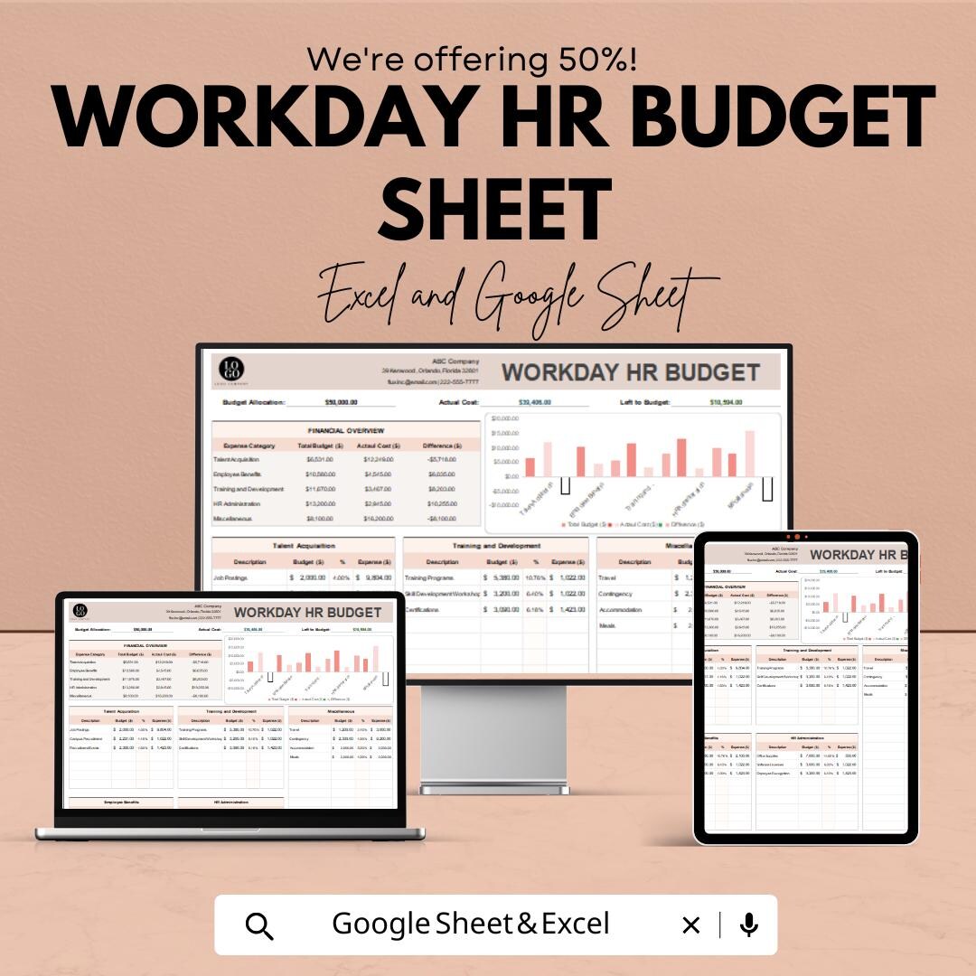 Workday HR Budget Sheet | Excel and Google Sheet | Employee Payroll ...